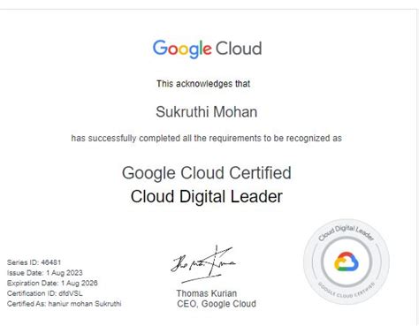 Happy To Share That I Am A Certified Gcp Cloud Digital Leader Sukruthi Mohan 17 Comments