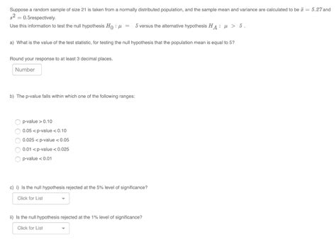 Solved 527 And Suppose A Random Sample Of Size 21 Is