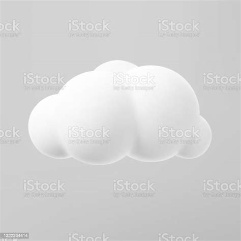 회색 배경에서 격리된 클라우드 모의 3d 렌더링입니다 부드러운 라운드 만화 솜털 구름 아이콘 3d 기하학적 모양 벡터