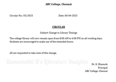 Banumathi Ks Literature Insights Circular Circular Format Circular