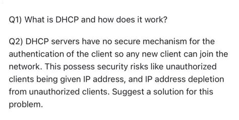 Solved Q What Is DHCP And How Does It Work Q DHCP Chegg Com