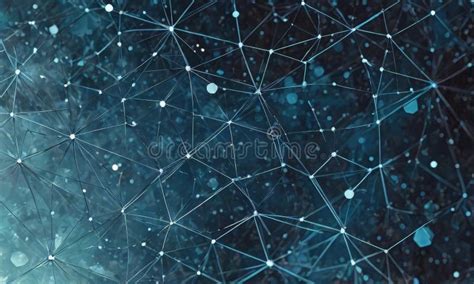 Digital Starry Night Sky Featuring Network Interconnected Lines And Dots In Shades Blue And