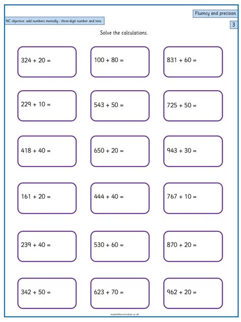 Add And Subtract Numbers Mentally Including A Three Digit Number And