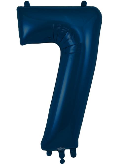 Inflated Large Navy Blue Number 7 Helium Balloon On Weight 607071 Inf