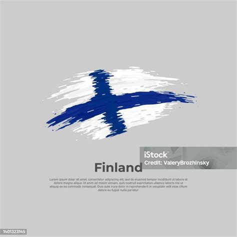 핀란드 국기 브러시는 흰색 배경에 핀란드 깃발을 그렸습니다 브러쉬 선 벡터 디자인 국가 포스터 템플릿 텍스트를위한 장소 핀란드의 국가 애국 배너 커버 공간 복사 0명에 대한