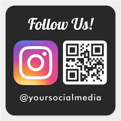 Follow Us On Instagram Social Media Qr Code Simple Square Sticker Zazzle