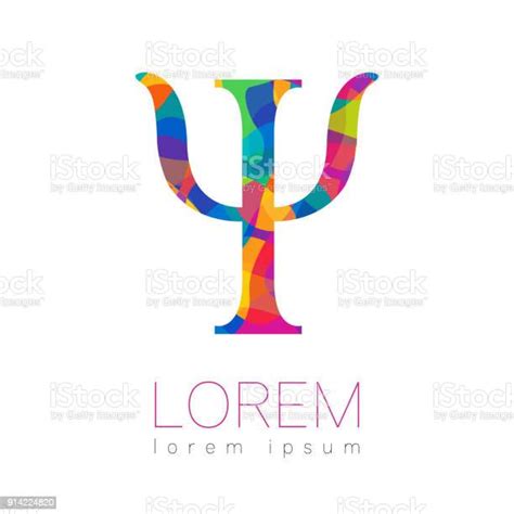 심리학의 현대 상징입니다 Psi입니다 크리에이 티브 스타일입니다 Symboltype 벡터에 디자인 개념입니다 브랜드 회사입니다 Riunbow 흰색 배경에 밝은 색상