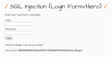 Bwappsql Injection Login Formhero Print‘g2h