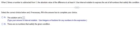 solved when 2 times a number is subtracted from 1 the