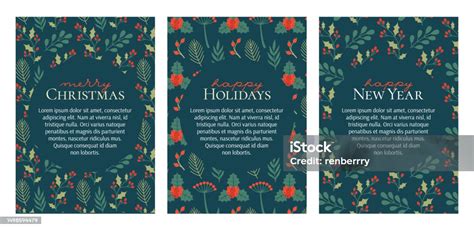 꽃무늬 식물 패턴 및 텍스트 장소가 있는 크리스마스 카드 템플릿입니다 메리 크리스마스 식물 겨우살이 홀리 베리 텍스트 나뭇잎 가지의 삽화가 있는 새해 복 많이 받으세요