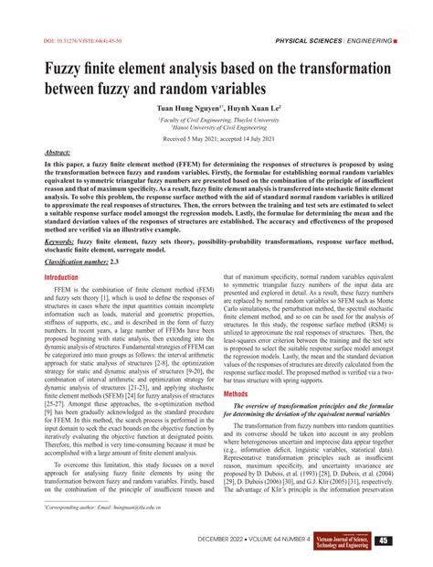 Pdf Fuzzy Finite Element Analysis Based On The Transformation Between
