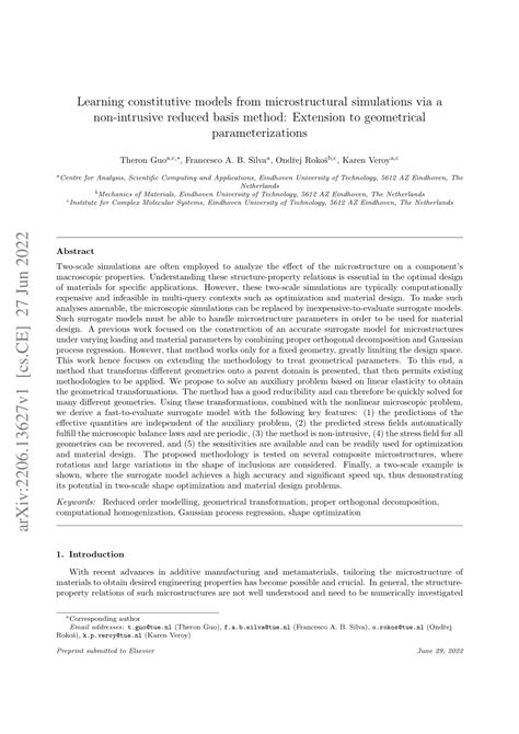 Pdf Learning Constitutive Models From Microstructural Simulations Via A Non Intrusive Reduced