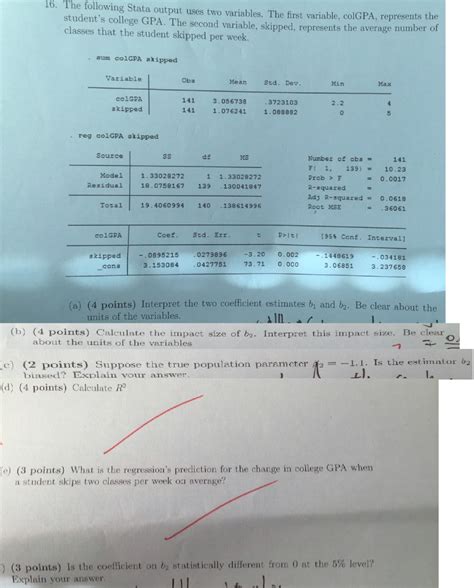 solved the following stata output uses two variables the