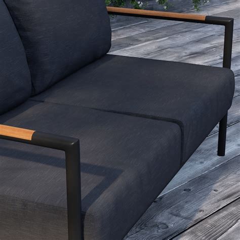 Merrick Lane Eastport Outdoor Loveseat With Removable Charcoal Fabric
