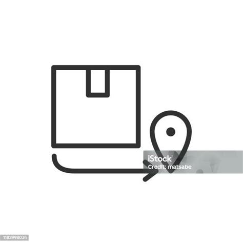 소포 배달 상자 화살표 및지도 핀입니다 편집 가능한 스트로크가 있는 선 개념에 대한 스톡 벡터 아트 및 기타 이미지 개념 날씬한 단순함 Istock