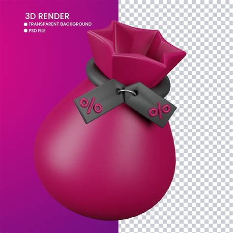 Premium Psd 3d Rendering Of Cute Discount Bag