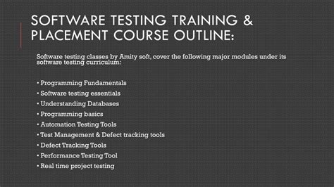 Ppt Software Testing Training And Placement Course Outline Powerpoint