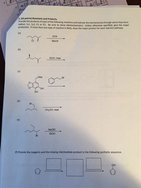 Solved 2 24 Points Reactants And Products Provide The