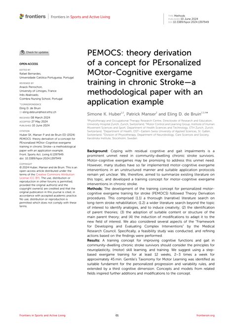 Pdf Pemocs Theory Derivation Of A Concept For Personalized Motor Cognitive Exergame Training