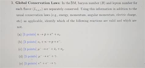 Solved Global Conservation Laws In The Sm ﻿baryon Number