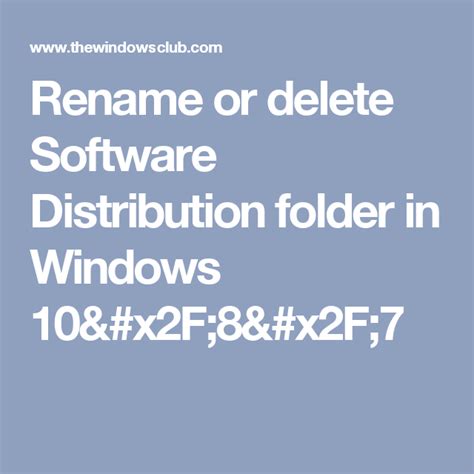 Rename Or Delete Software Distribution Folder In Windows