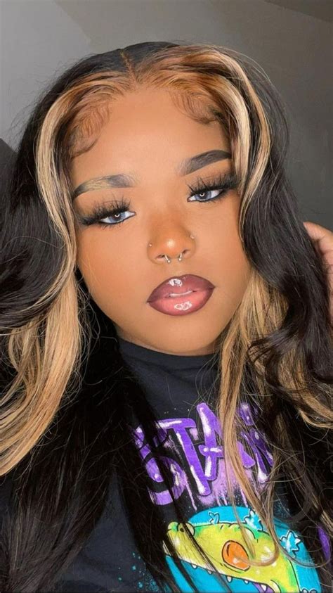 Skunk Stripe Highlight Black Hair New Trending Hair Color For Black