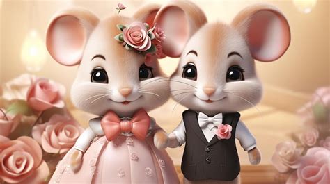 Premium Photo Whiskered Romance Cute Mouse Couple In A Married