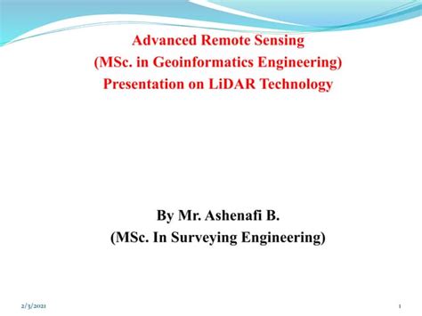 Introduction To Li Dar Technology Advanced Remote Sensing Ppt