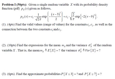 Solved Problem I 50pts Given A Single Random Variable X