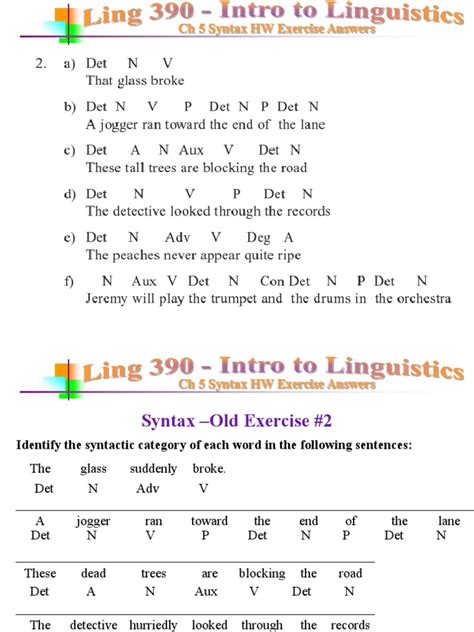 Ling 390 Syntax Hw Exercises Phrase Rules