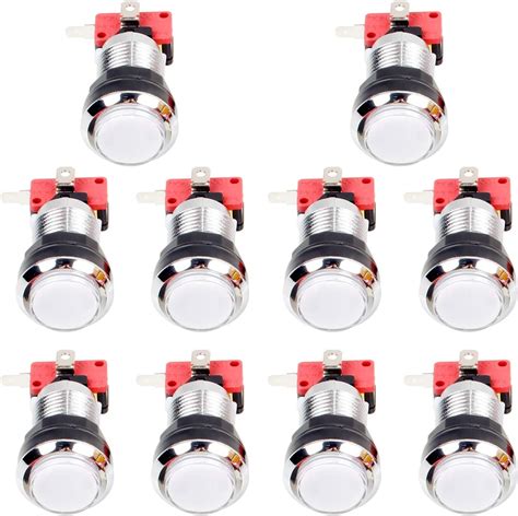EG Starts X Arcade Chrome LED Light Illuminated Push Button With Mm Micro Switch For Arcade