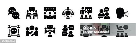 통신 아이콘 집합입니다 말하기 말풍선 말하기 토론 상담 대화 대화 조언 회의 회의 의견 토론 팀워크를 포함합니다 벡터 일러스트
