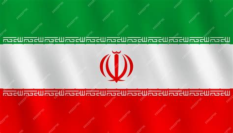 Bandera De Irán Con Efecto Ondeante Proporción Oficial Vector Premium