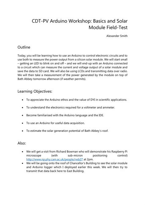 Pdf Cdt Pv Arduino Workshop Basics And Solar Module … · Cdt Pv Arduino Workshop Basics And