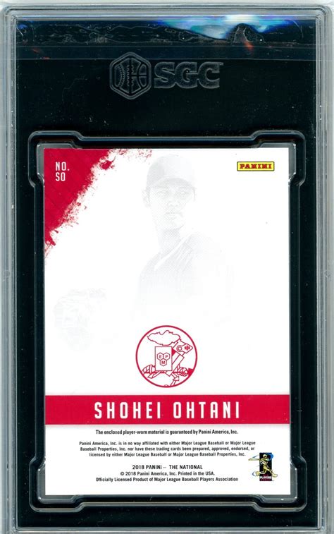 2018 Panini The National Shohei Ohtani Rc 49 Rookie Jersey Relic