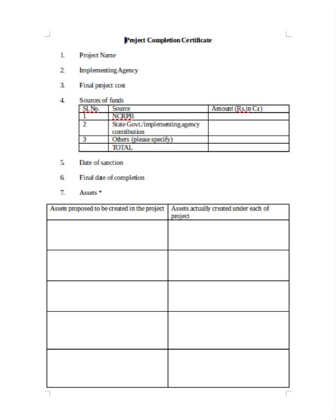 Project Completion Certificate Templates PDF DOC Word PSD