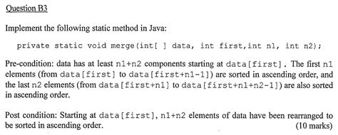 Solved Question B3 Implement The Following Static Method In
