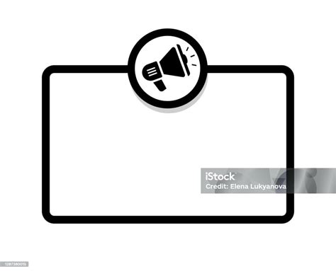 중요 정보 통지 메시지 텍스트 프레임 빈 벡터 템플릿 메가 폰 라우드 스피커와 공지 주의 라우드 스피커 경고 개념 흑백 휴대용