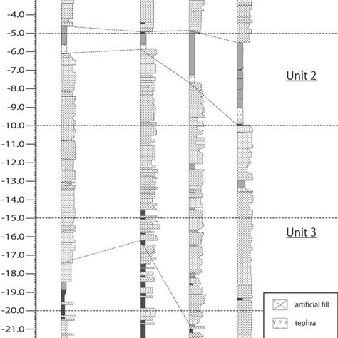 Fig Stratigraphic Logs Of Each Core With Stratigraphic Correlations Download Scientific