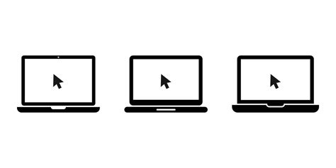 Laptop With Pointer Or Cursor Icon Set Notebook Icon Display With