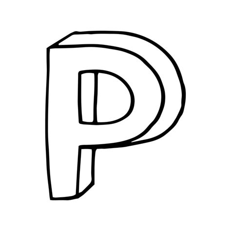 Letter P Hand Drawn In Doodle Style Sketch Vector Font Handwriting