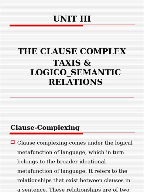 Clause Complexing Logico Semantic Pdf Sentence Linguistics Clause