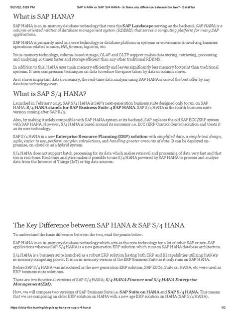 sap hana vs sap s 4 hana is there any difference between the two dataflair pdf