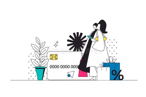 Shop Loyalty Program Outline Illustration Stock Vector Illustration Of T Sale 361174769