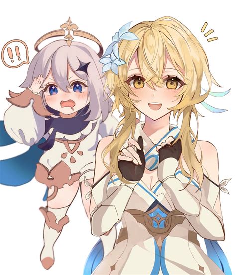 Lumine And Paimon Genshin Impact Drawn By Hotaboshi Yazuki Danbooru