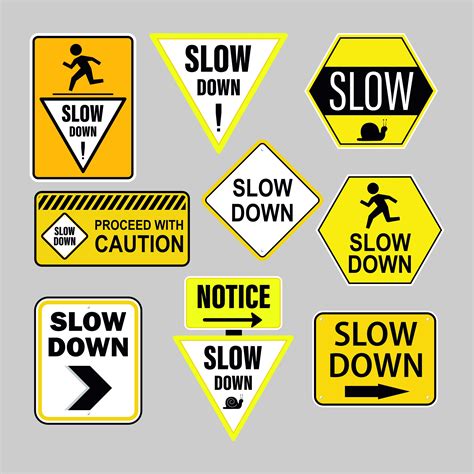 Slow Down Road Signs Svg Bundle 8 Traffic Sign Vectors Craft And Diy