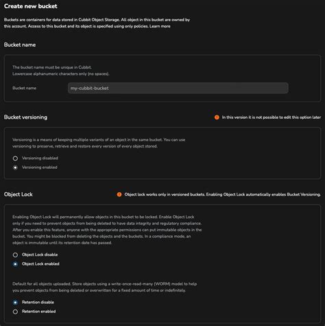 Object Lock Cubbit Docs