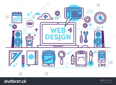 Set Flat Linear Design Concept Icons Stock Vector Royalty Free