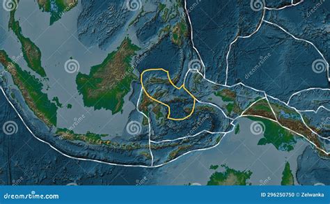 Molucca Sea Plate Outlined Fahey Physical Stock Illustration Illustration Of Earthquake