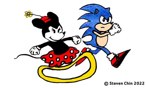 Minnie Mouse And Sonic The Hedgehog By Rocket Stevo On Deviantart